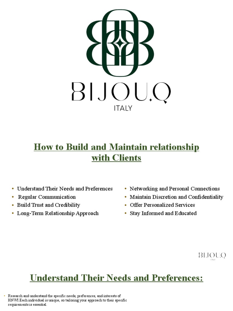How To Build and Maintain Realtionship With HNWI | PDF