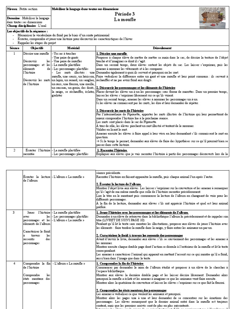 Séquence littérature "La moufle"-PS-P3 | PDF