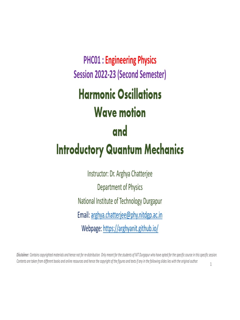 Harmonic Oscillations by Arghya Chatterjee Part 3 | PDF | Oscillation | Waves