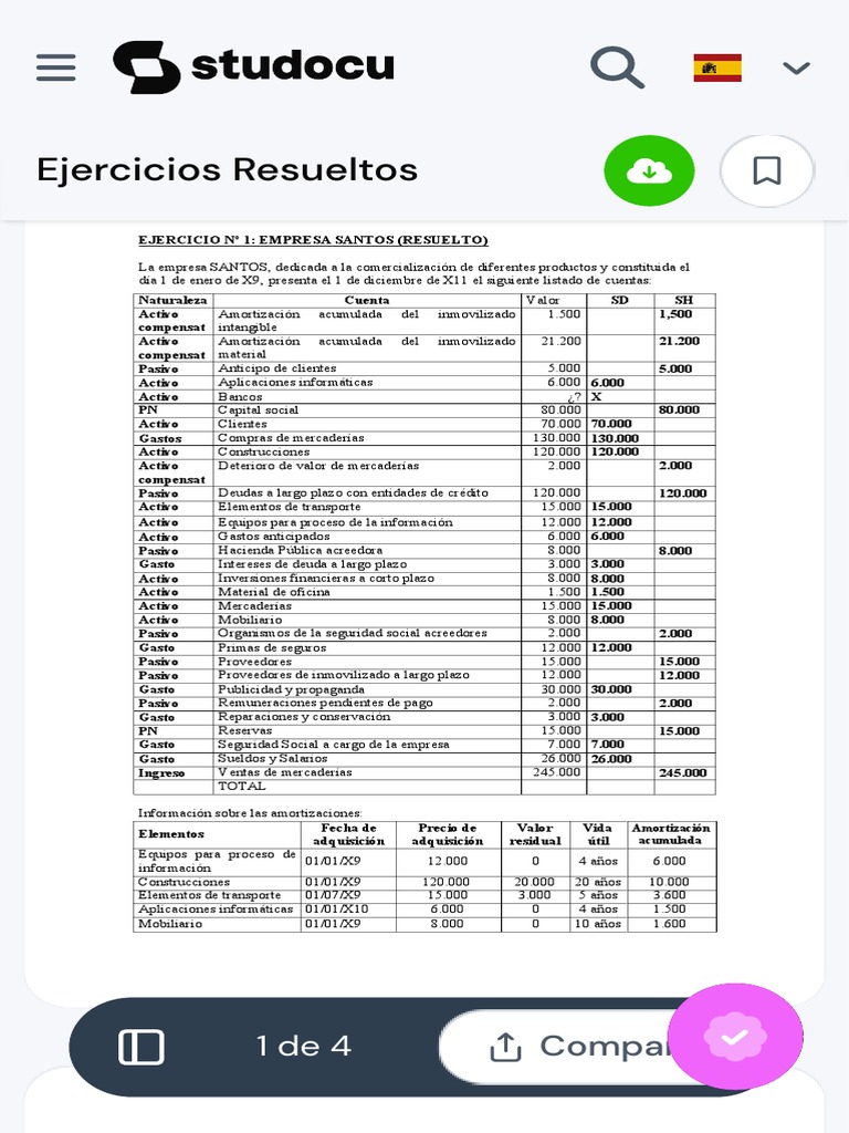 Ejercicios Resueltos - EJERCICIOS GENERALES (TODOS LOS TEMAS) EJERCICIO 1 EMPRESA SANTOS ...