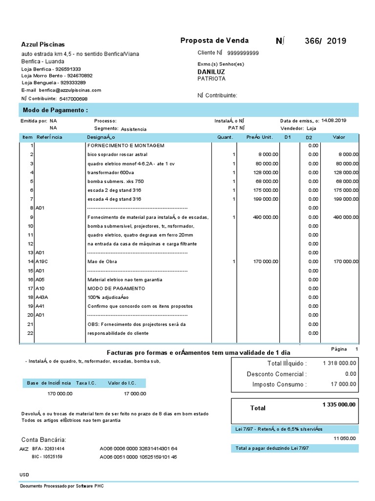 Proposta de Venda #366.daniluz | PDF