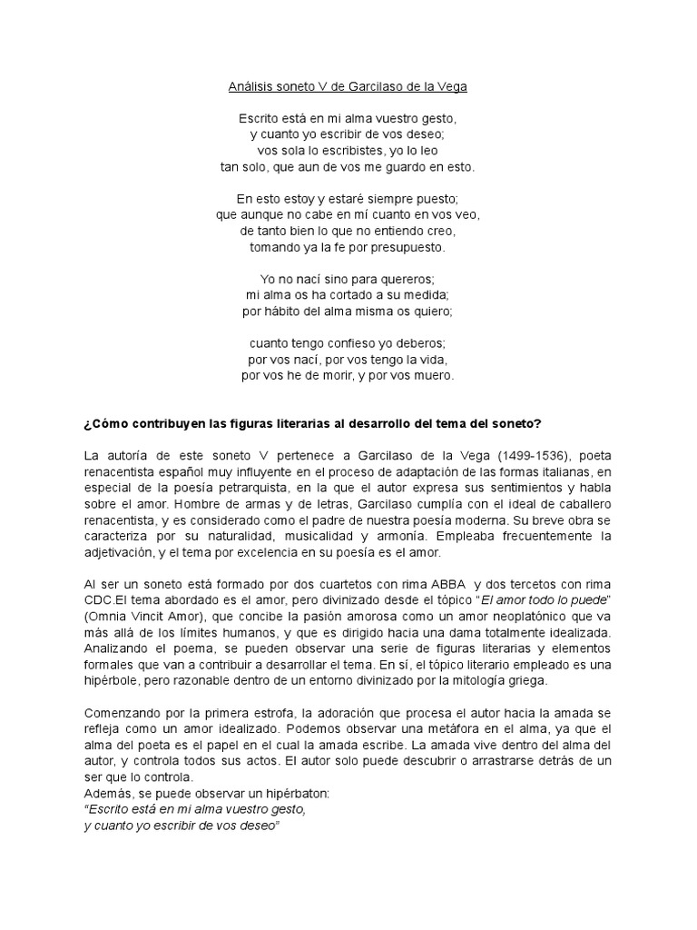Análisis Soneto V | PDF