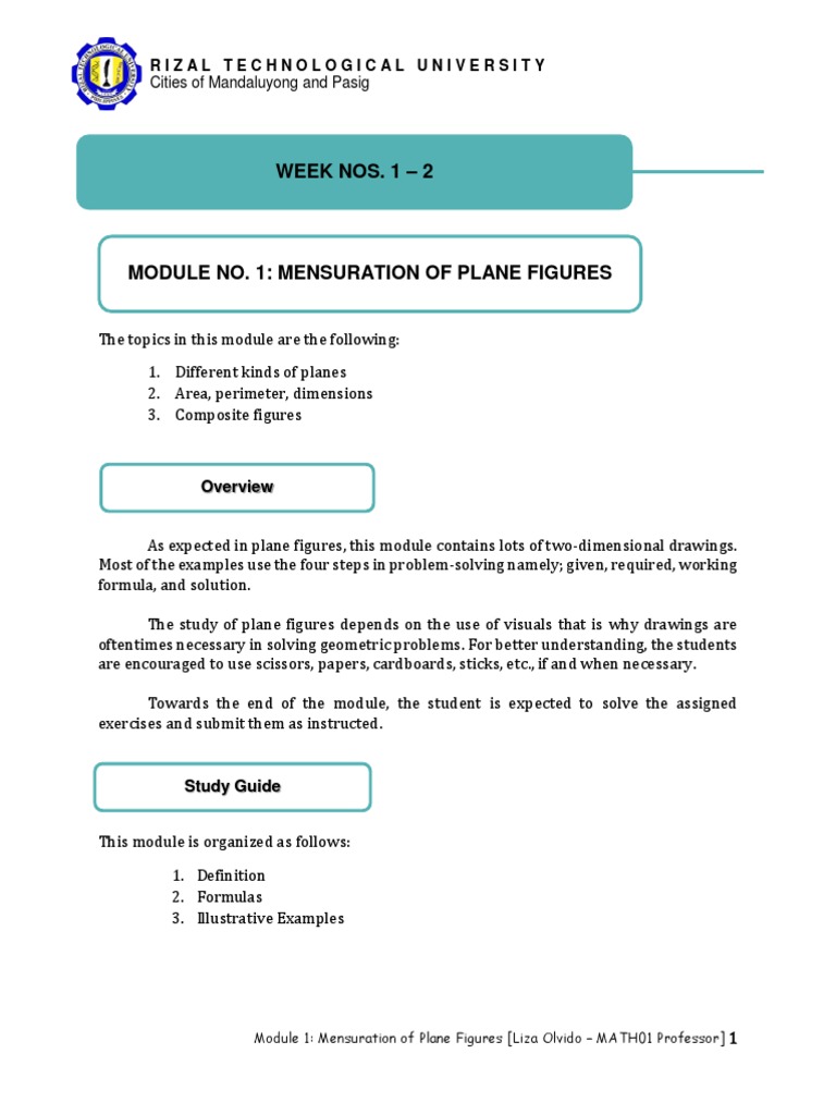 MATH01 - Module1 - Plane Figures | PDF