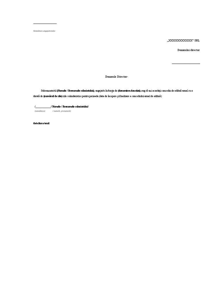 1 Cerere - Concediu de Odihna Anual | PDF