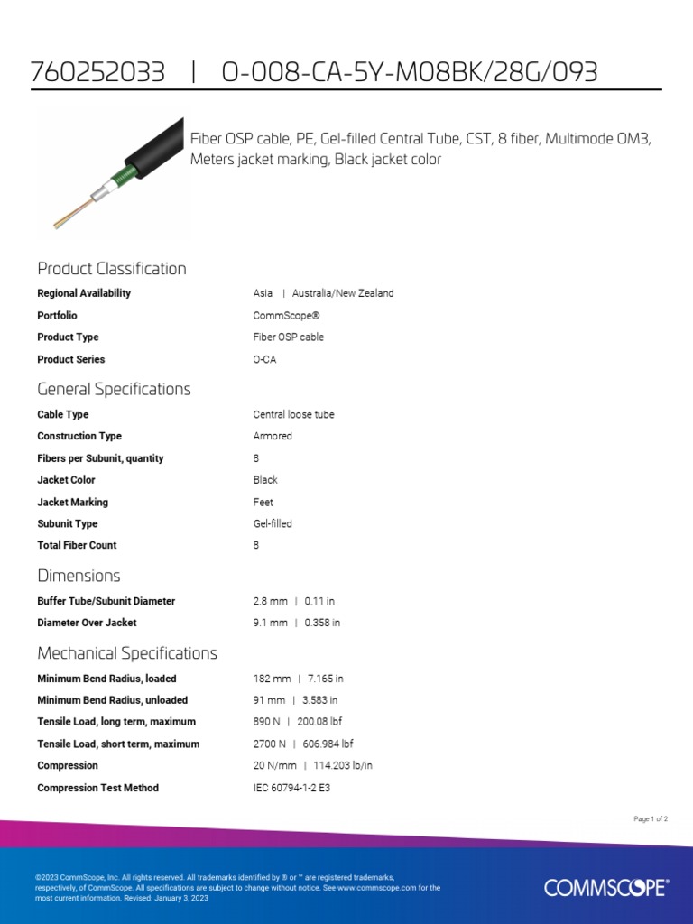 Comscope Fiber Cable Outdoor Om3 | PDF | Optical Fiber | Equipment