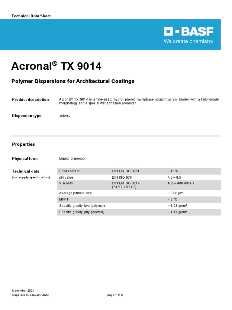 Acronal+TX+9014 TDS 30740865 | PDF