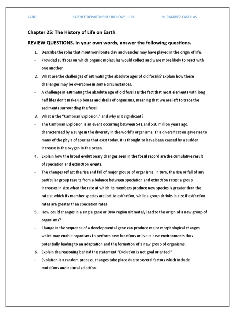 AP Biology Chapter 25 Review Guide | PDF | Eukaryotes | Evolution