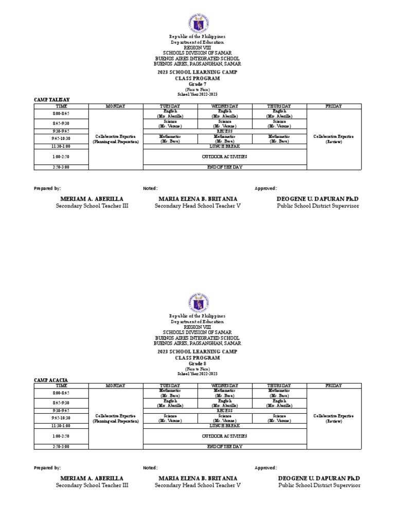 Class Program NLC 2023 | PDF