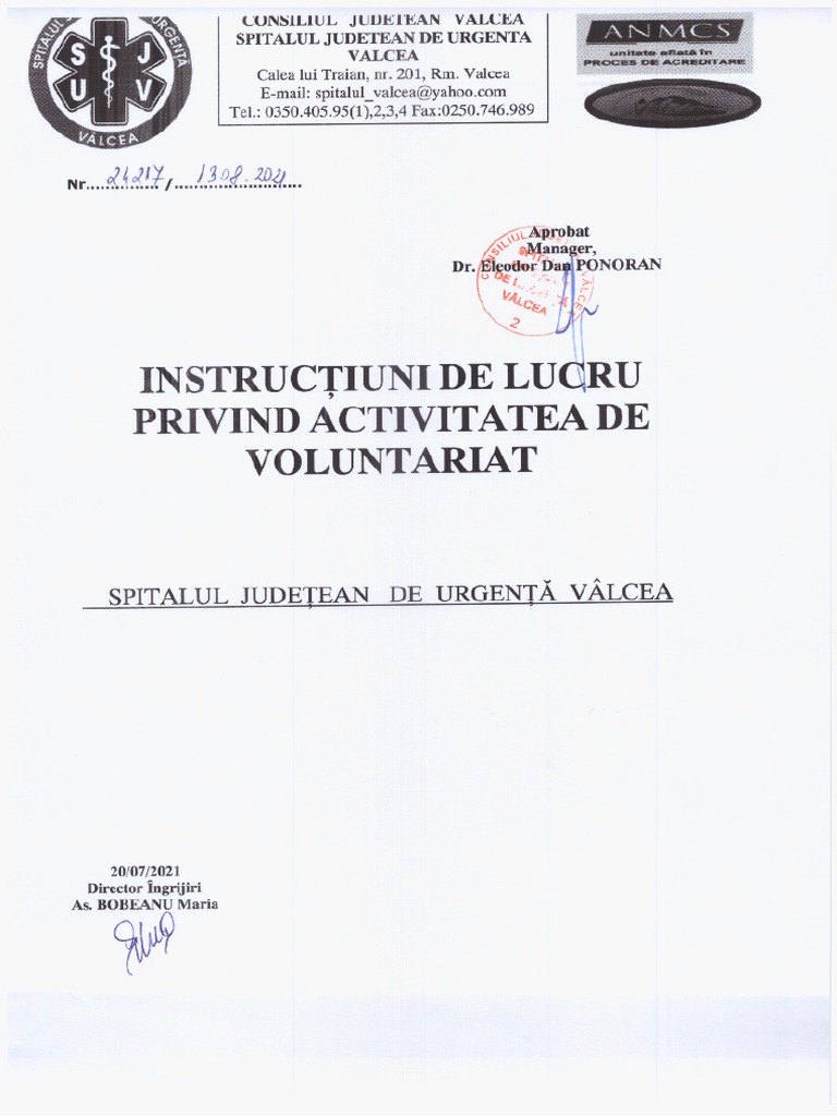 Instructiuni de Lucru Activitate Voluntariat | PDF