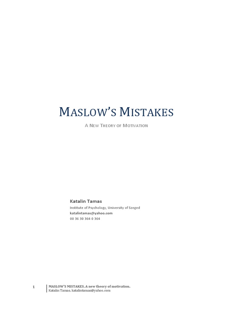 New Motivation Theory: Maslow's Mistakes | PDF | Science & Mathematics