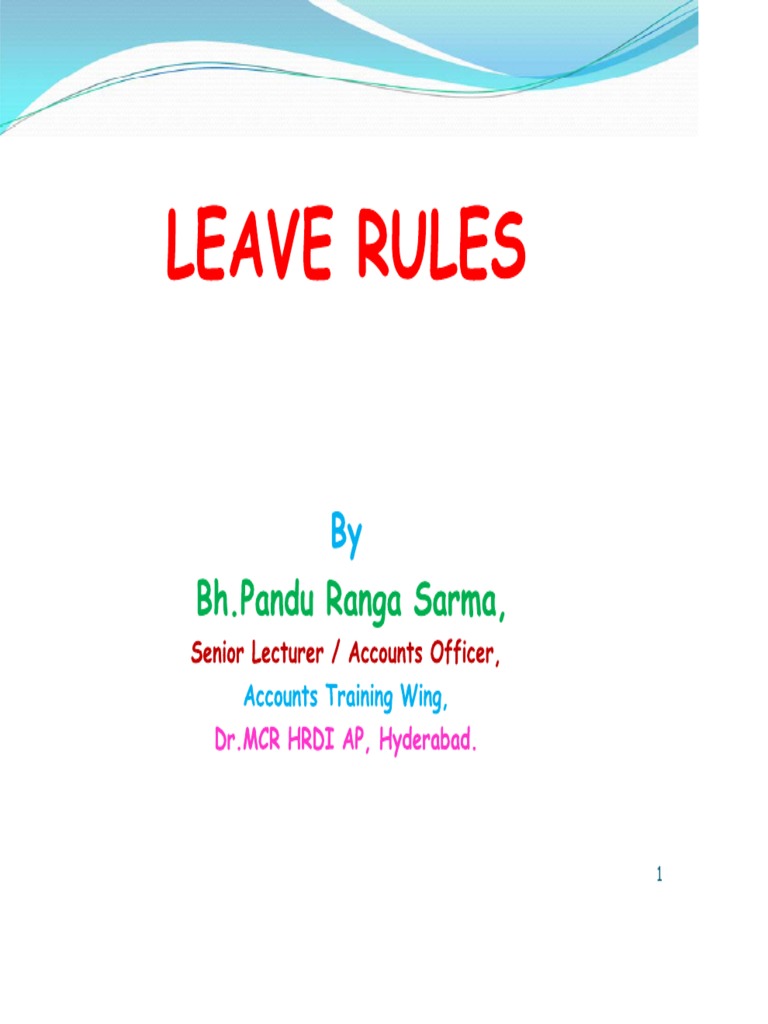 Leave Rules MCR HRD | PDF