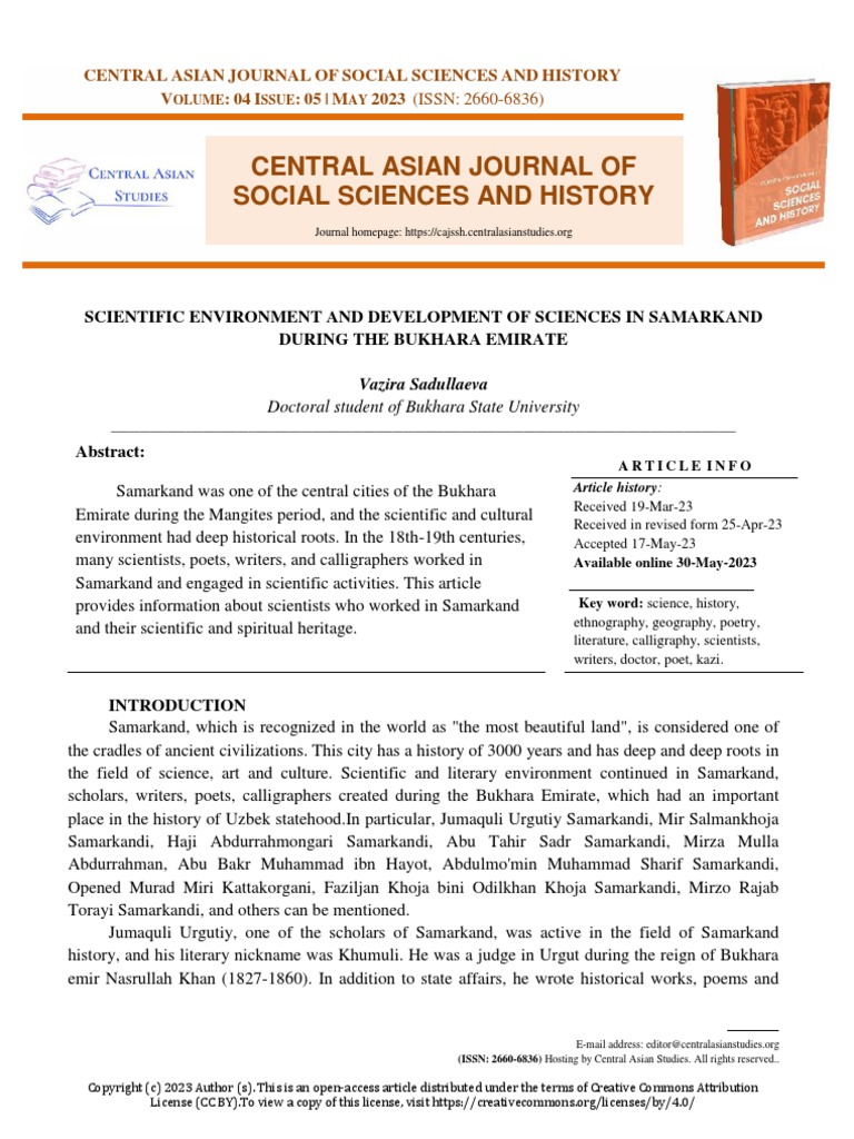 Scientific Environment and Development of Sciences in Samarkand During The Bukhara Emirate | PDF ...