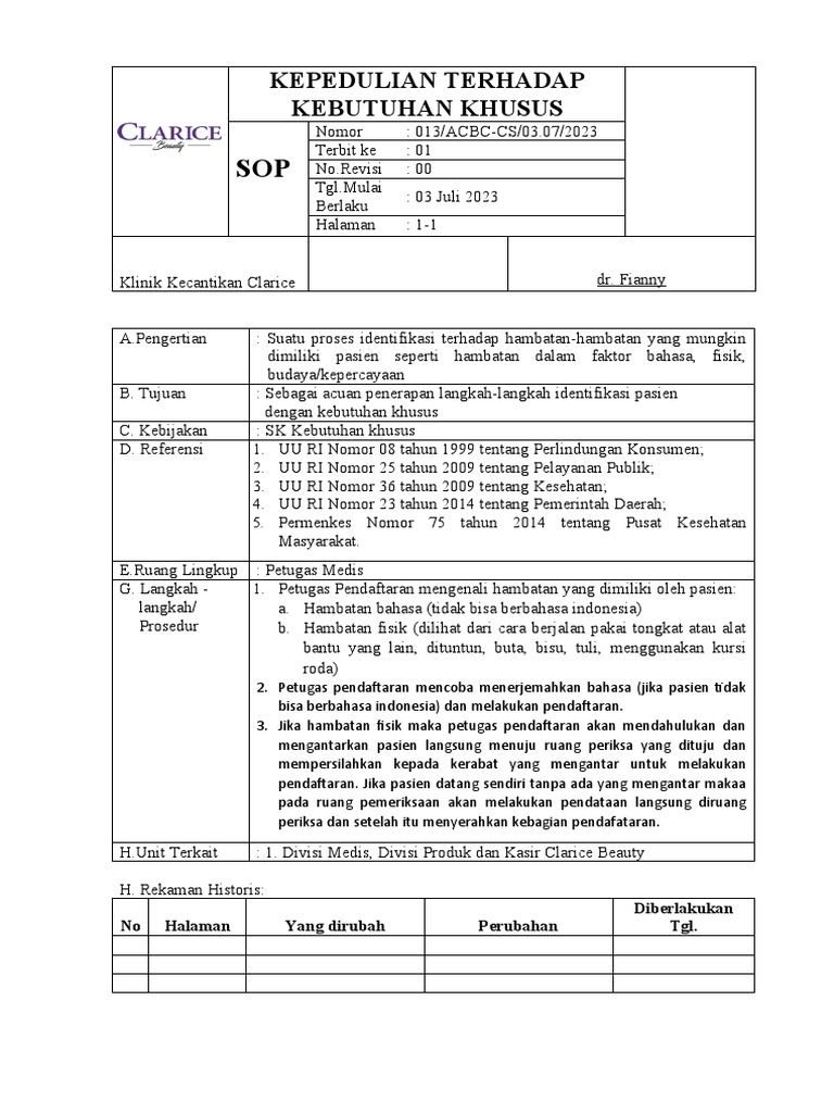Sop Pemenuhan Kebutuhan Khusus | PDF | Sains & Matematika