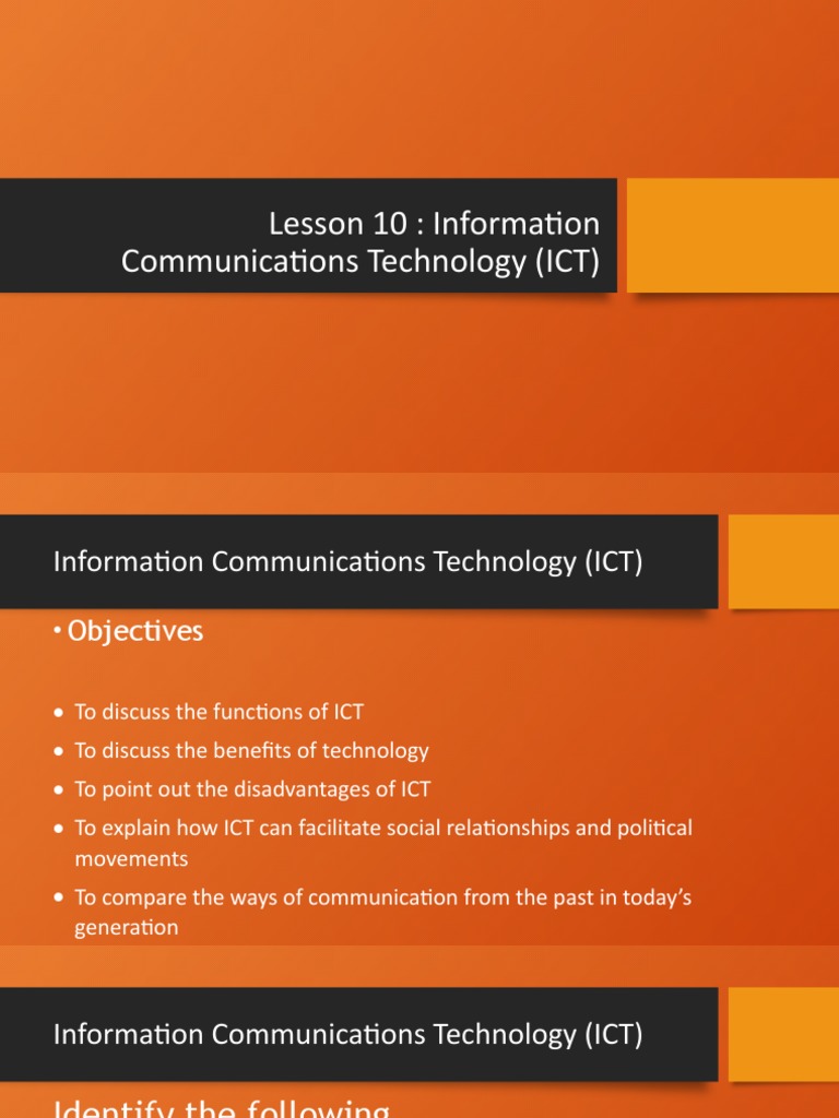 Lesson 10 Information Communications Technology ICT | PDF | Information ...