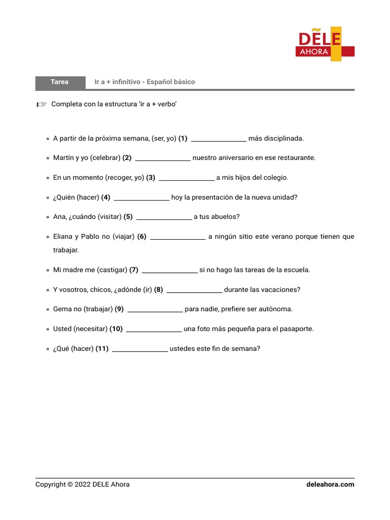 Ir A Infinitivo Espanol Basico | PDF