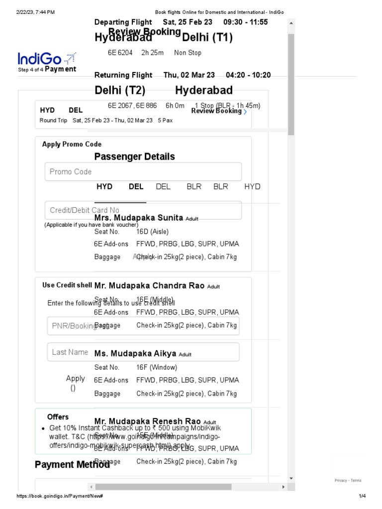 Book Flights Online For Domestic and International - IndiGo | PDF
