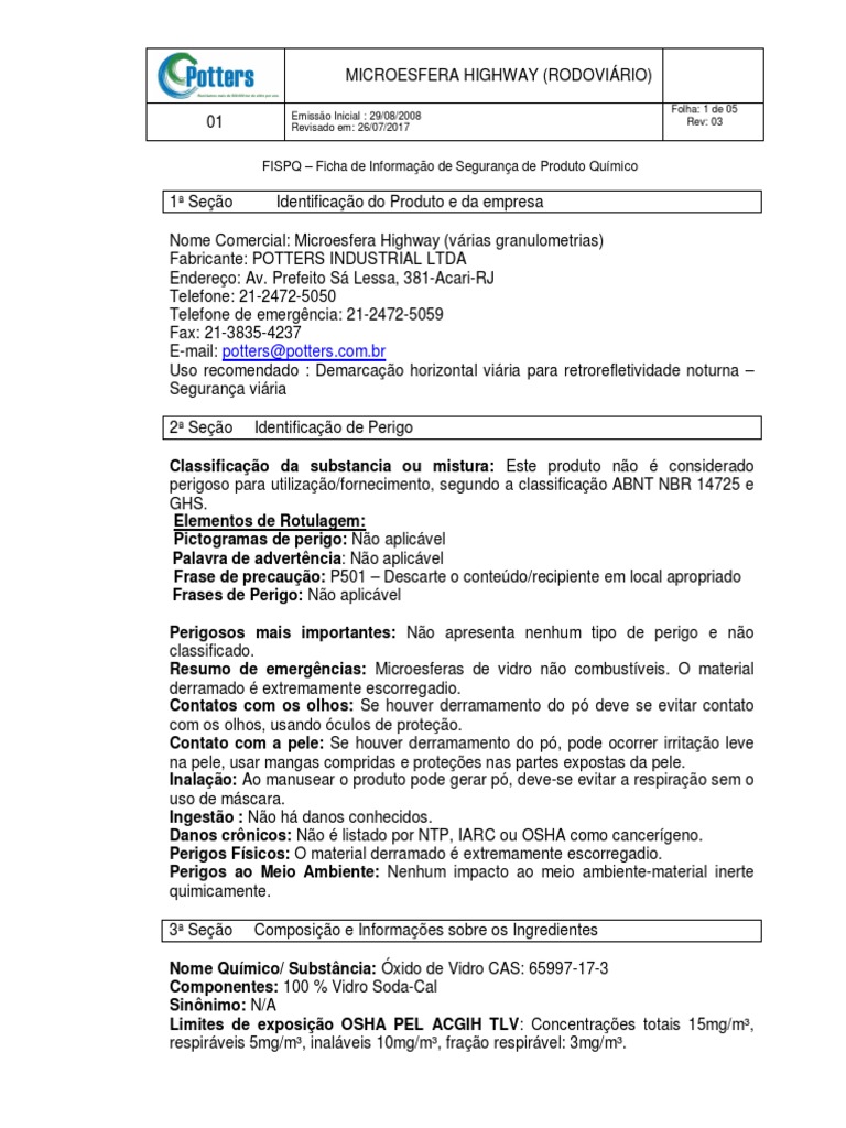 01 FISPQ-Highway - Micro Esfera | PDF