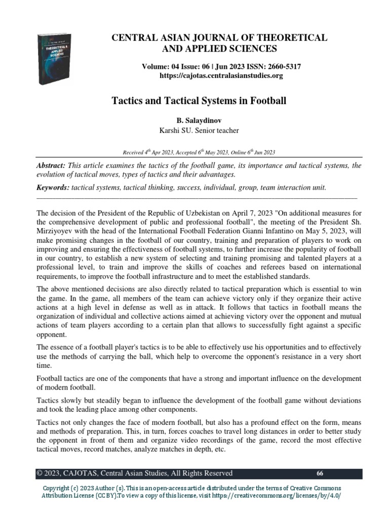 Tactics and Tactical Systems in Football | PDF | Sports & Recreation