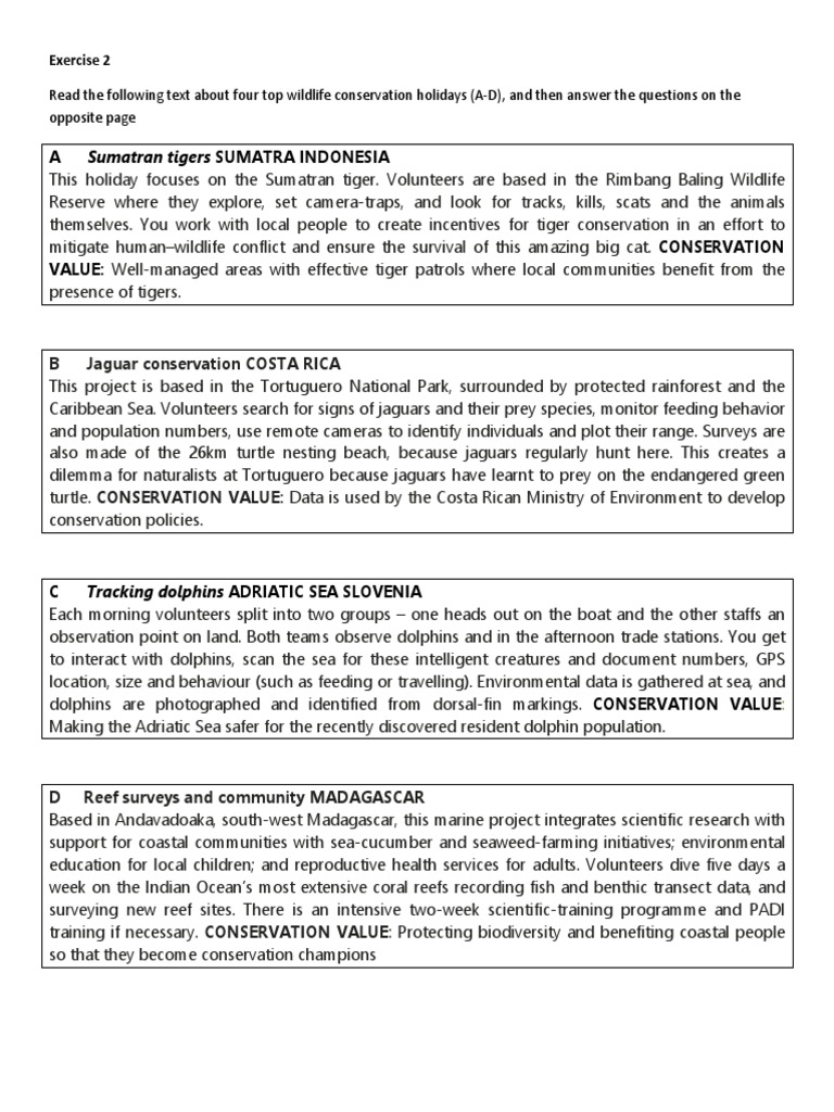 Multiple-Matching-Exercise-21 | PDF | Conservation Biology | Tiger