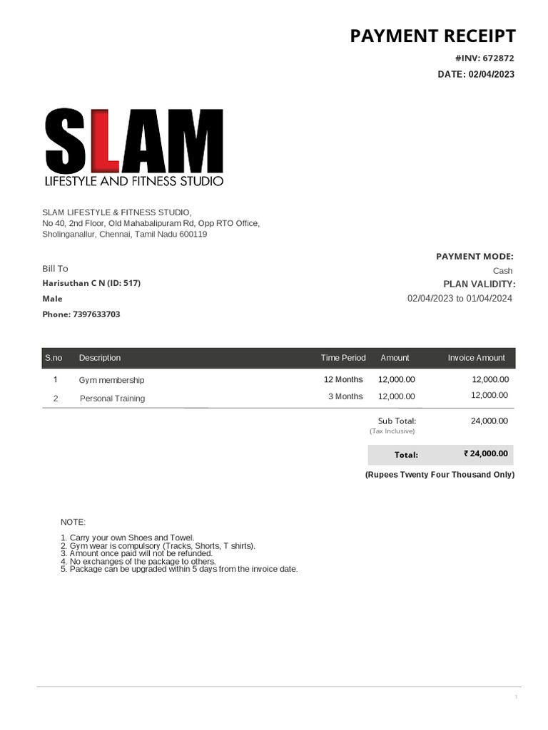 SLAM Invoice 2023 | PDF