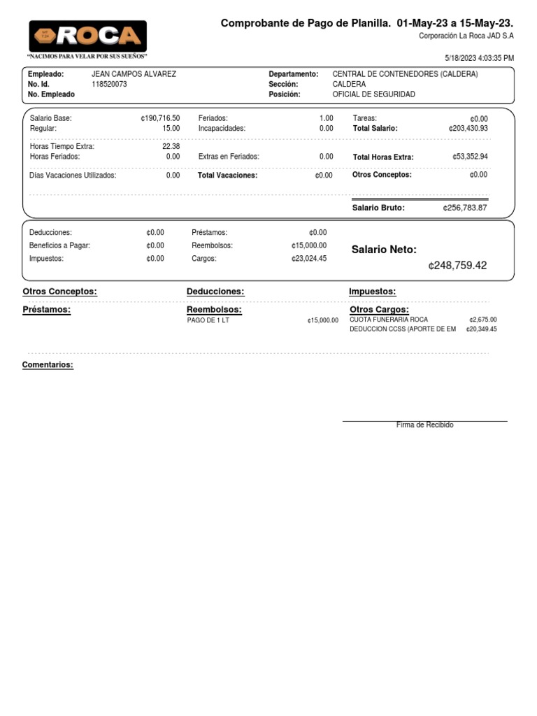 Boleta de Pago de Planilla | PDF | Labor | Relaciones Industriales