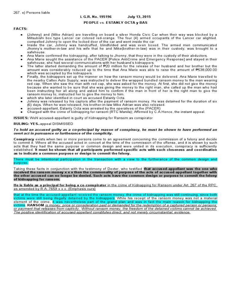 Art. 267 E) (I) PP v. Octa | PDF