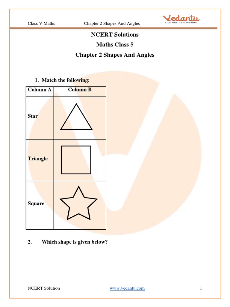 NCERT Solutions for Class 5 Maths Chapter 2 _Shapes And Angles_. | PDF ...