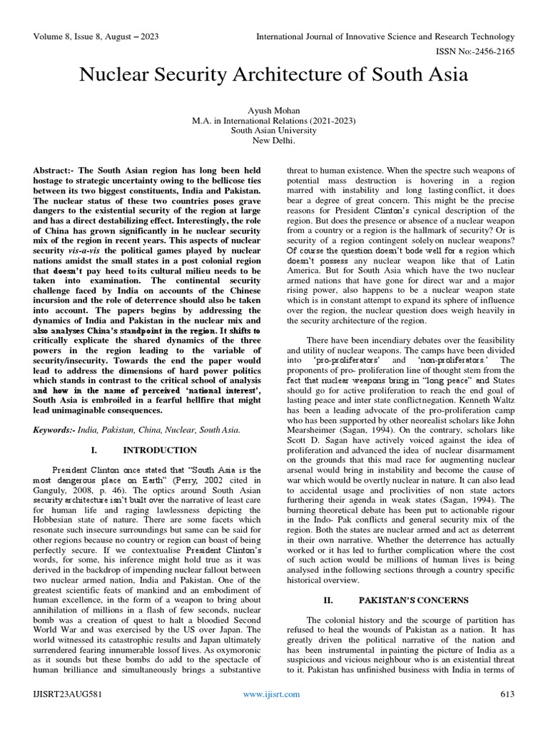 Nuclear Security Architecture of South Asia | PDF | Deterrence Theory ... Nuclear Security Architecture of South Asia | PDF | Deterrence Theory ...
