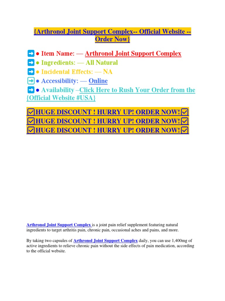 Arthronol Joint Support Official Website # USA 2023 | PDF ...