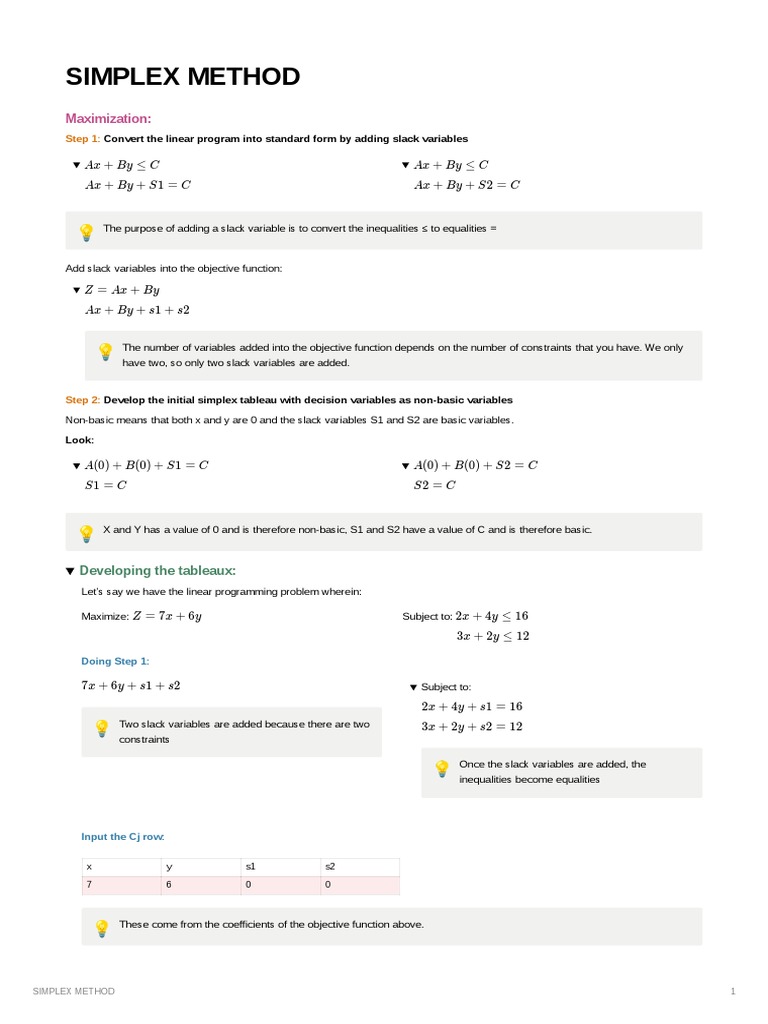 Simplex Method | PDF | Teaching Methods & Materials