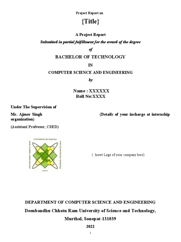 Project Report - Template | PDF