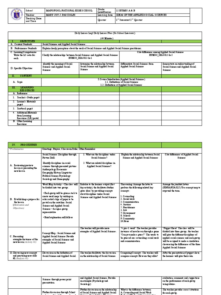 Lesson Plan Week 1 | PDF | Social Science | Language Arts & Discipline