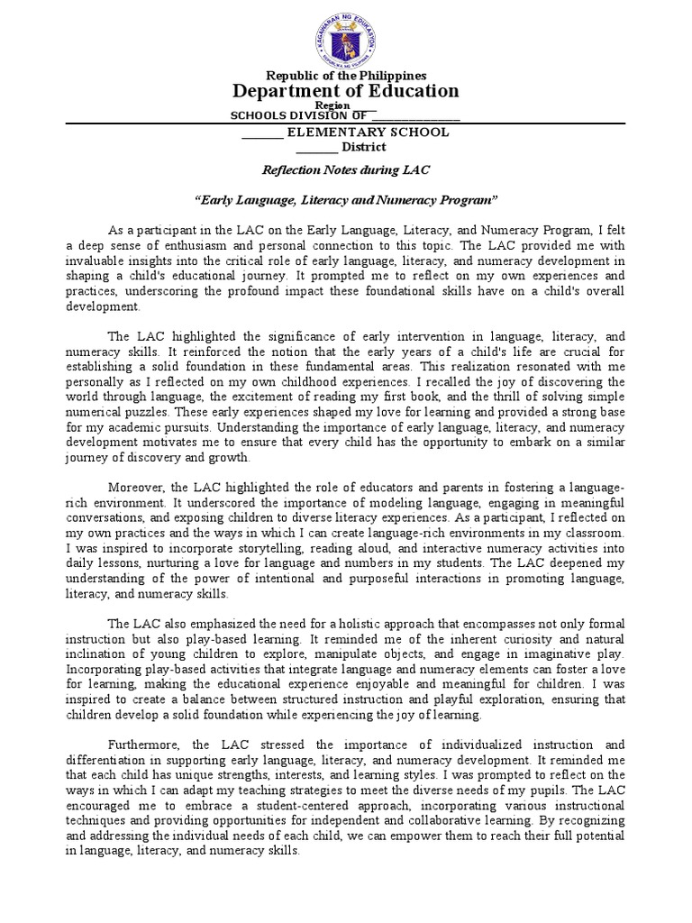 REFLECTION NOTES ON LAC SESSION K 2023 For Upload | PDF