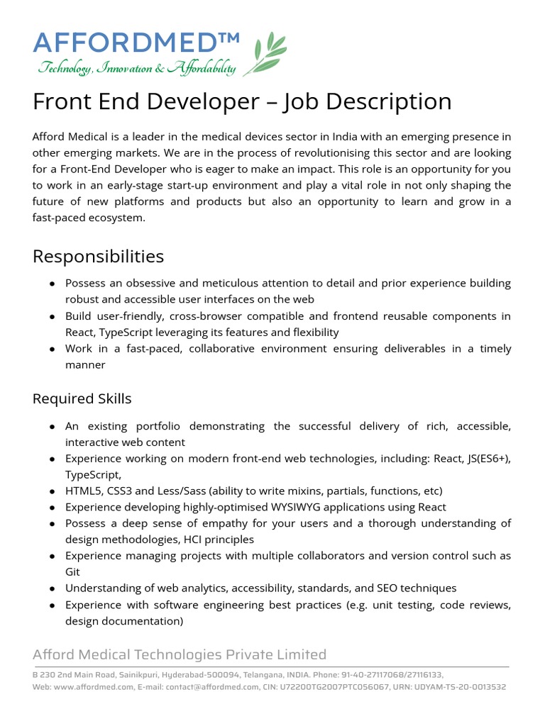 Frontend Developer Full Stack Developer | PDF