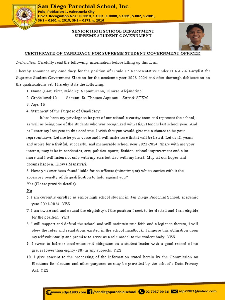 Certificate-of-Candidacy HIRAYA | PDF