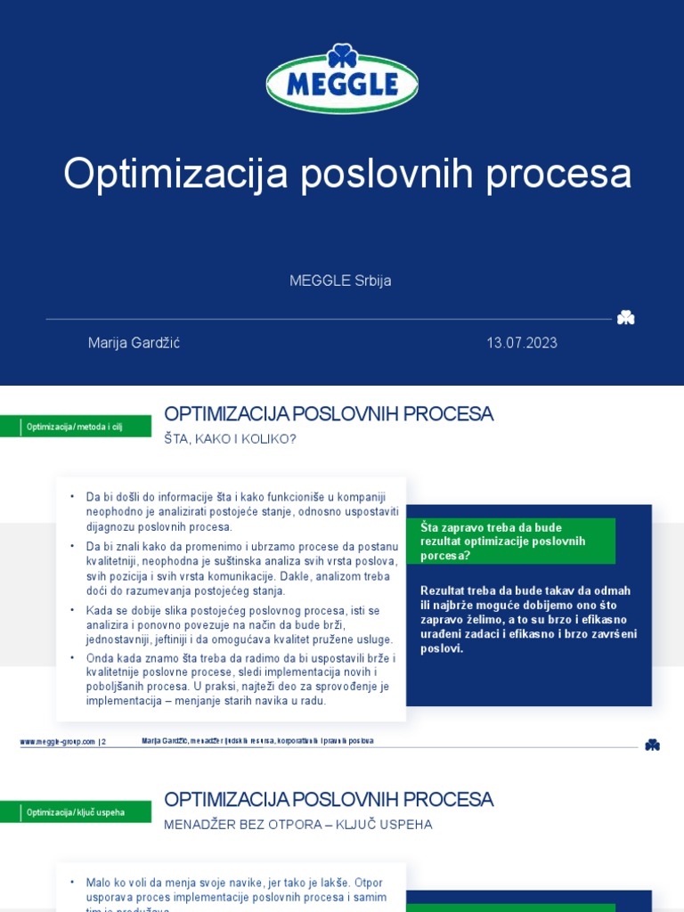 Optimizacija Poslovnih Procesa | PDF