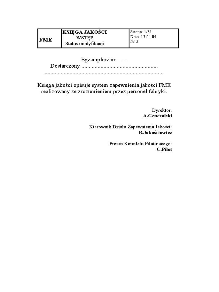 Ksiega Jakosci | PDF