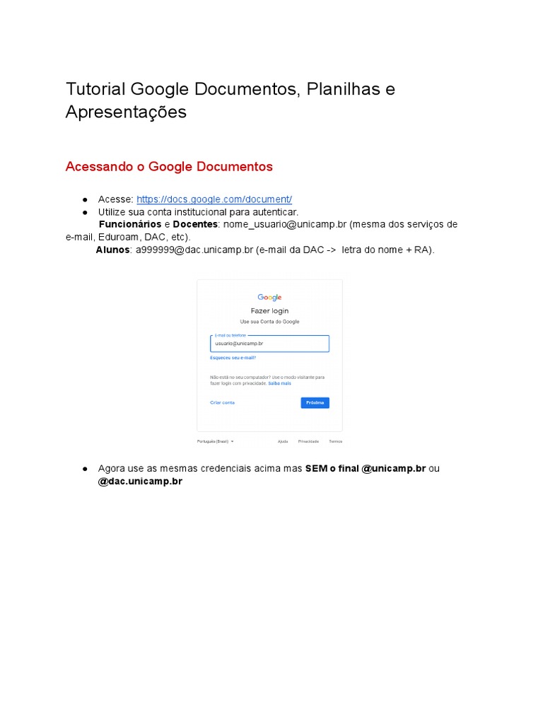 11-Tutorial Google Documentos Planilhas e Apresentacoes | PDF