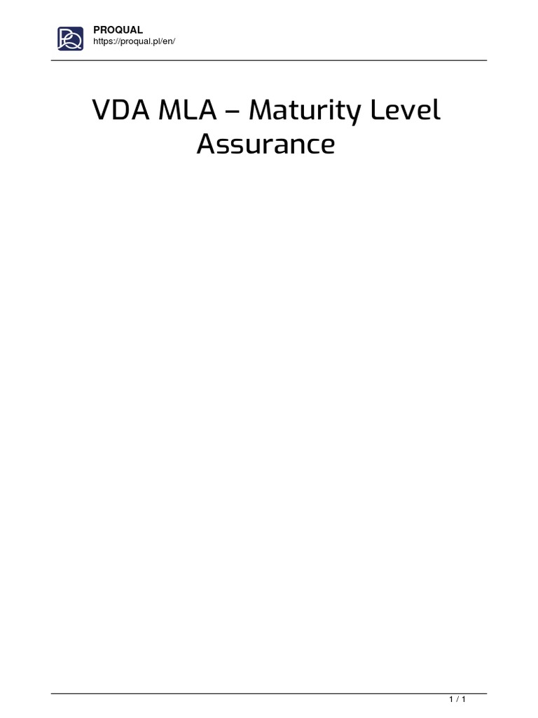 VDA MLA: Maturity Level Assurance Guide | PDF