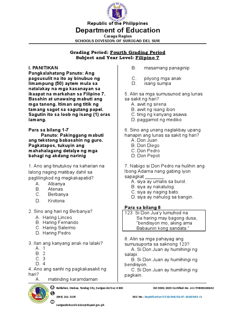 FILIPINO 7- Q4.docx | PDF