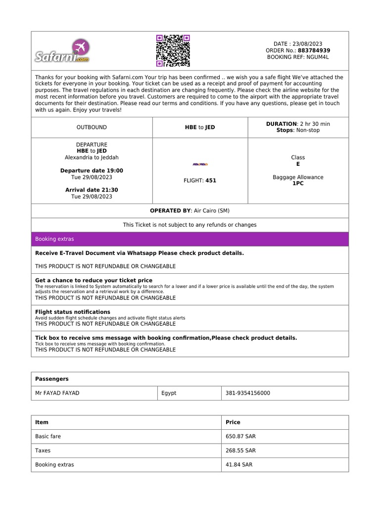Booking Extras | PDF | Receipt | Airport