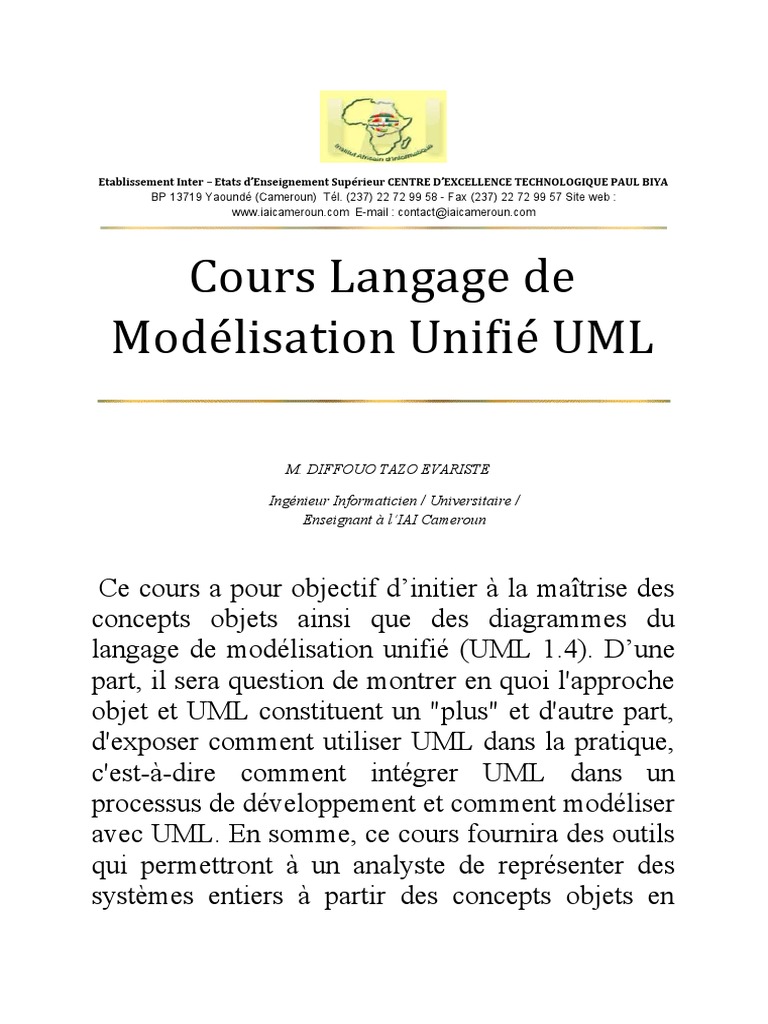 Cours UML 1.4 | Descargar gratis PDF | Langage de Modélisation Unifié | Classe (informatique)