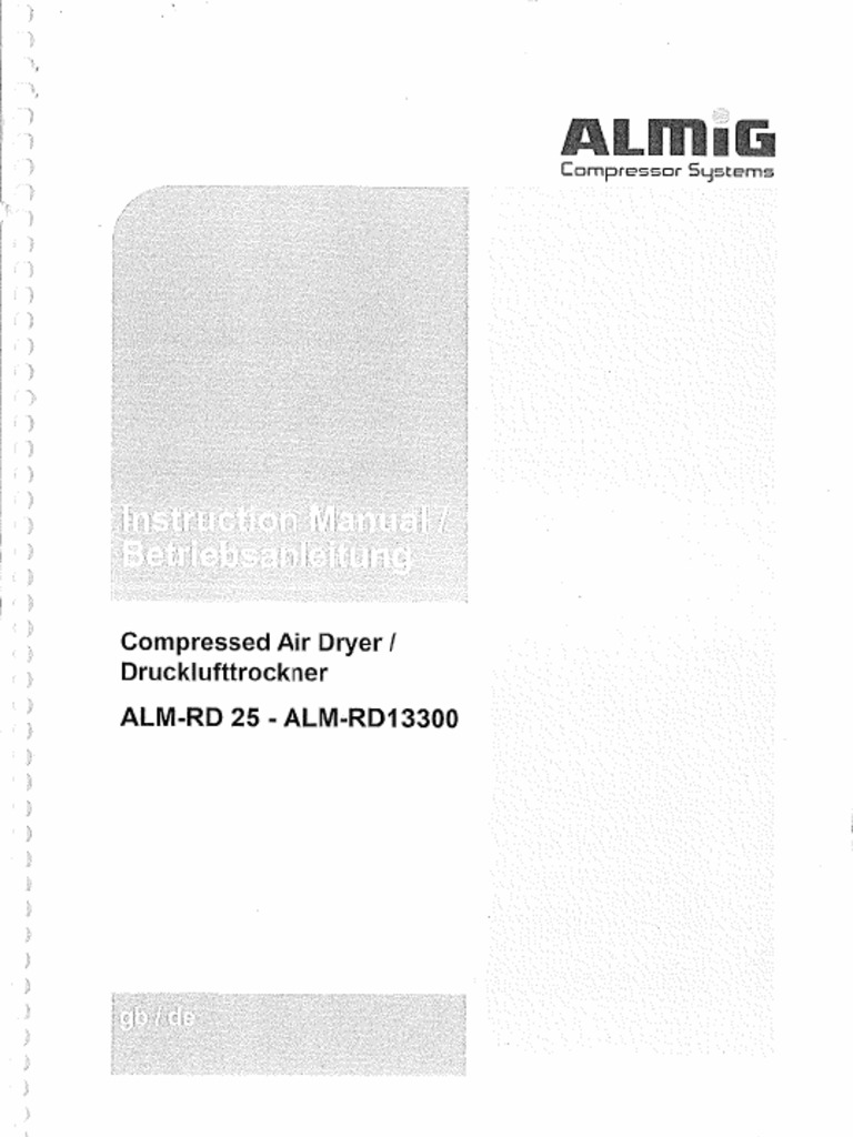 Compressed Air Dryer ALM-RD 25 - ALM-RD13300 - ALMIG (Complet) | PDF