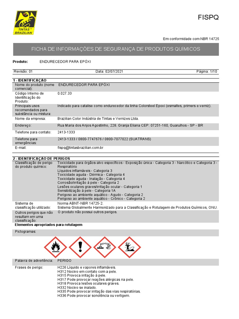 Fispq 002733 Endurecedor para Epxi V01 | PDF