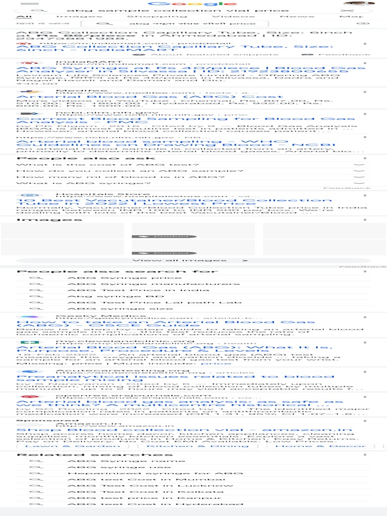 Abg Sample Collection Vial Price - Google Search | PDF