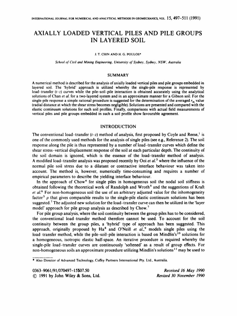 Poulos e Chin - 1991 - Axially Loaded Vertical Piles | PDF | Young's Modulus | Linear Elasticity