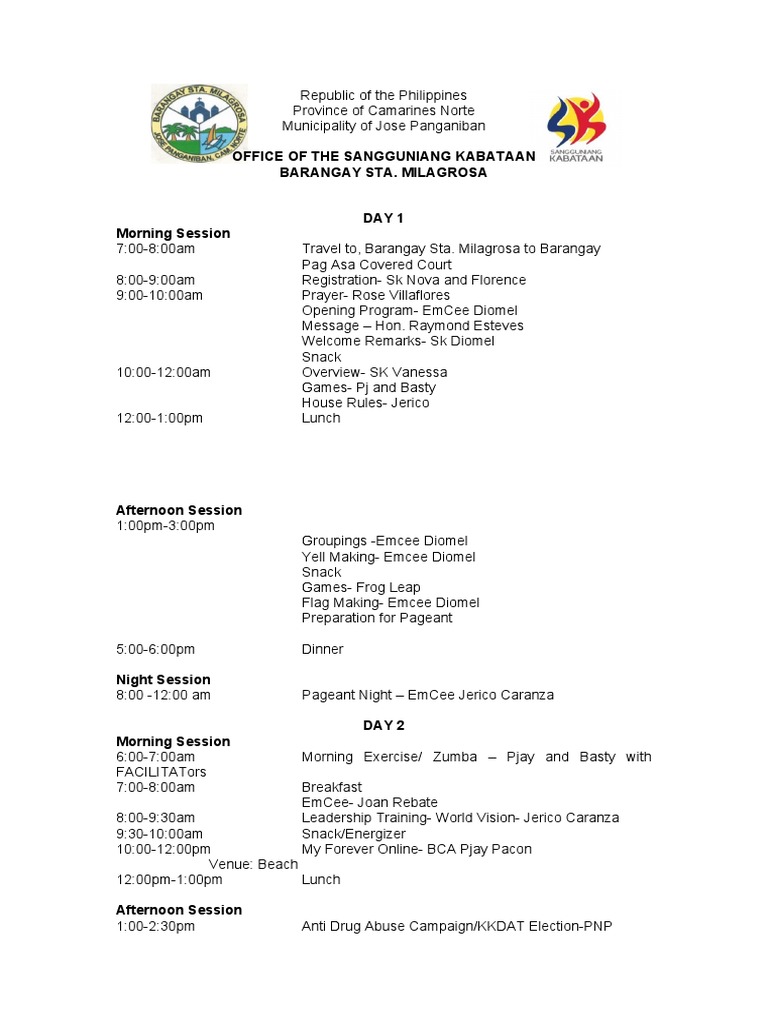 SK PROJECT PROPOSAL FOR YOUTH CAMP 2023 - For Merge | PDF