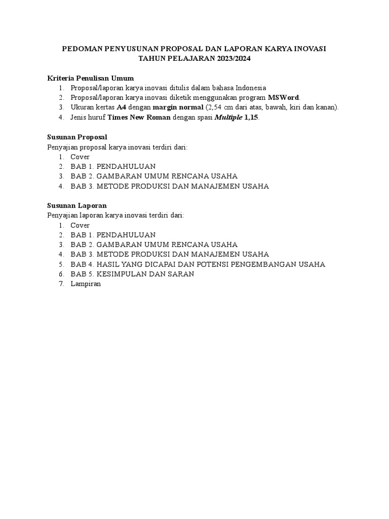 05 Template - Susunan Laporan Karya Inovasi Kewirausahaan | PDF