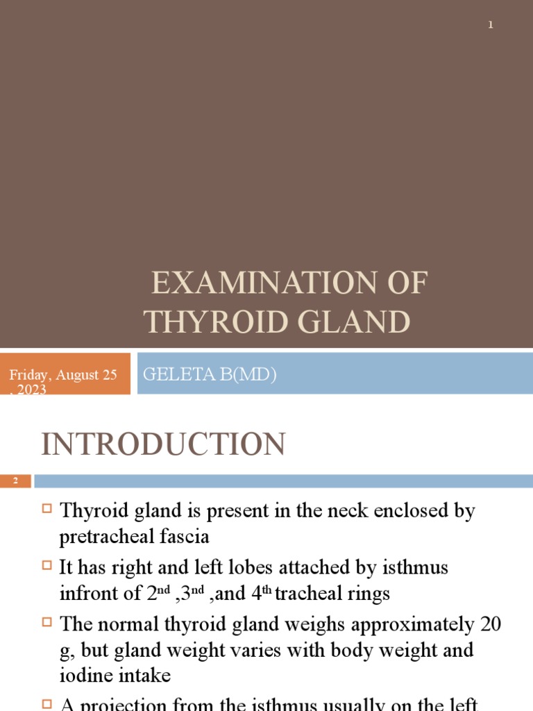 Thyroid Gland Examination Techniques | PDF