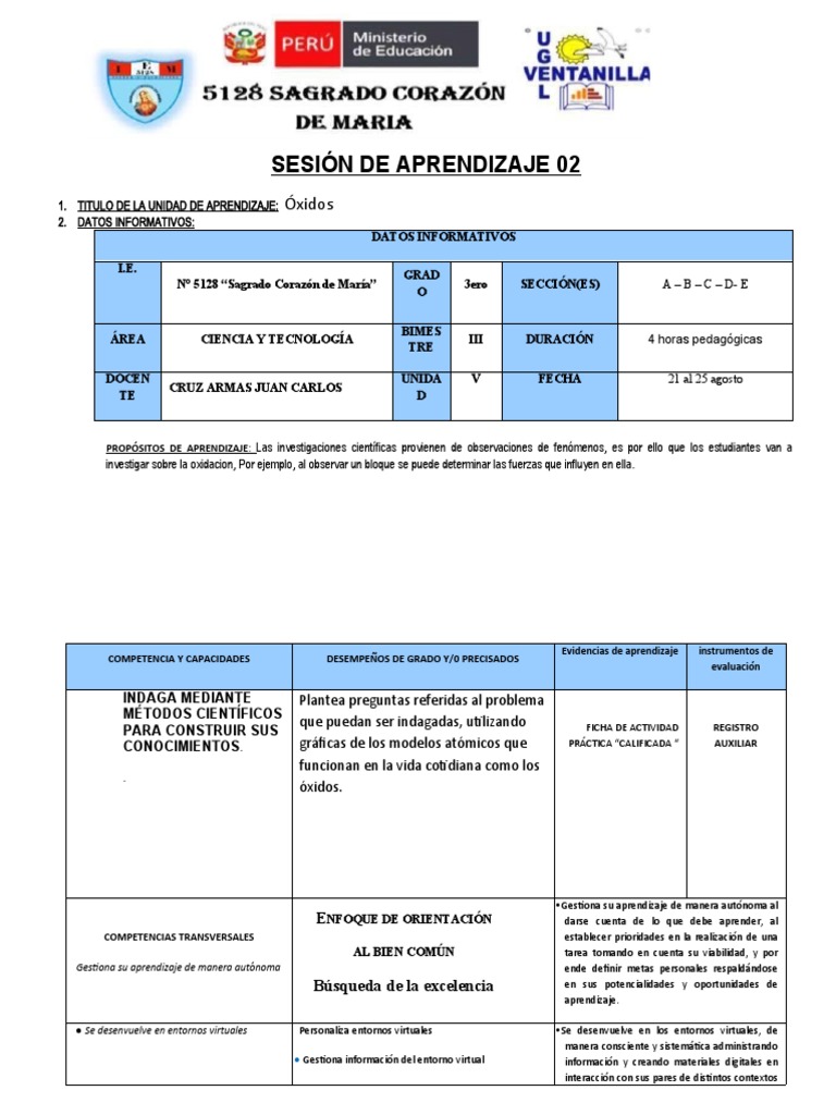 Sesión 2 de 3 Oxido | PDF | Aprendizaje | Ciencia cognitiva